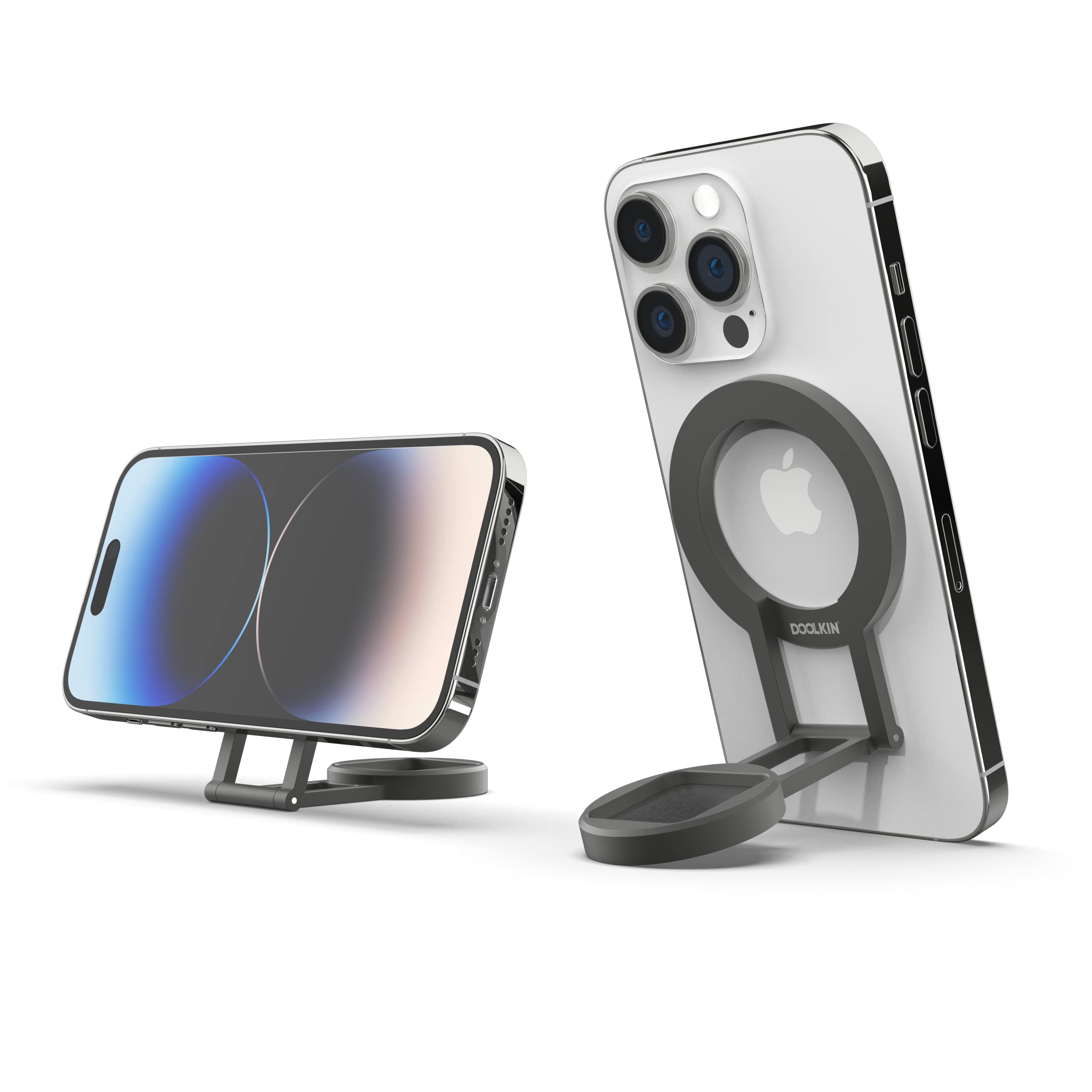 Doolkin® Pro Mount, Phone Holder for Laptop and Car, Cell Phone Magnetic Holder, Universal Adjustable Phone Mount Stand, Foldable Laptop Side Mount Clip, Laptop Phone Mount Holder (Gray)
