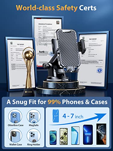 VICSEED Car Phone Holder Mount, [Non-Shaking & No More Falling Phones] Cell Phone Holder Car Mount Hands-Free Universal Cell Phone Mount for Car Dashboard/Windshield/Air Vent Fit for All Mobile Phones