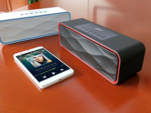 Portable Bluetooth Stereo Speaker, with 2X5W Dual Acoustic Drivers,FM Radio & Handsfree Speakerphone, Slots for Micro SD Card & USB & AUX, for Smart Phone, MP3, iPad, Tablet & More