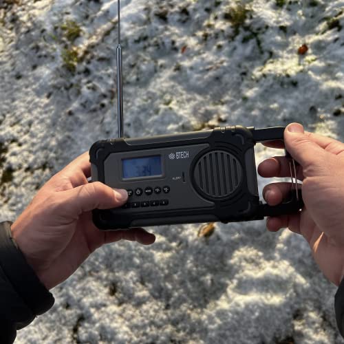 BTECH ER-V1 Emergency Solar Hand Crank Portable Radio, AM/FM/NOAA/SW Radio Receiver, 5 Ways to Power with 2000mAh Power Bank Phone Charger, USB Charger and LED Flashlight