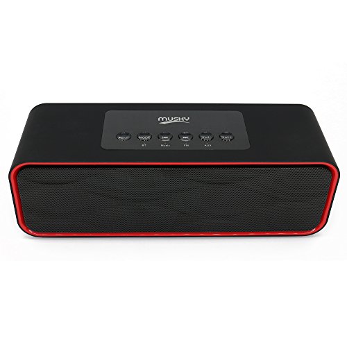 Portable Bluetooth Stereo Speaker, with 2X5W Dual Acoustic Drivers,FM Radio & Handsfree Speakerphone, Slots for Micro SD Card & USB & AUX, for Smart Phone, MP3, iPad, Tablet & More