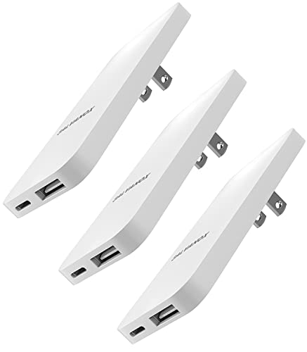 (3 Pack) Flat Type C Wall Charger, Galvanox Ultra Slim Dual Port USB-C/USB-A Multi Port Travel Plug, Low Profile Power Adapter (Fast Charging 20W)