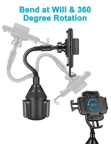 Lorima Cup Holder Phone Mount with A Flexible Gooseneck, Cup Holder Phone Holder for iPhone 13/13 Pro/13 Pro Max, 12 Pro Max/12/11/XS/Samsung Galaxy, Fits All 4-6.7in Smartphones