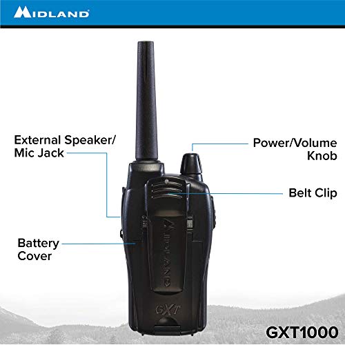 Midland GXT1000VP4 50 Channel GMRS Two-Way Radio - Up to 36 Mile Range Walkie Talkie - Black/Silver (Pack of 6)