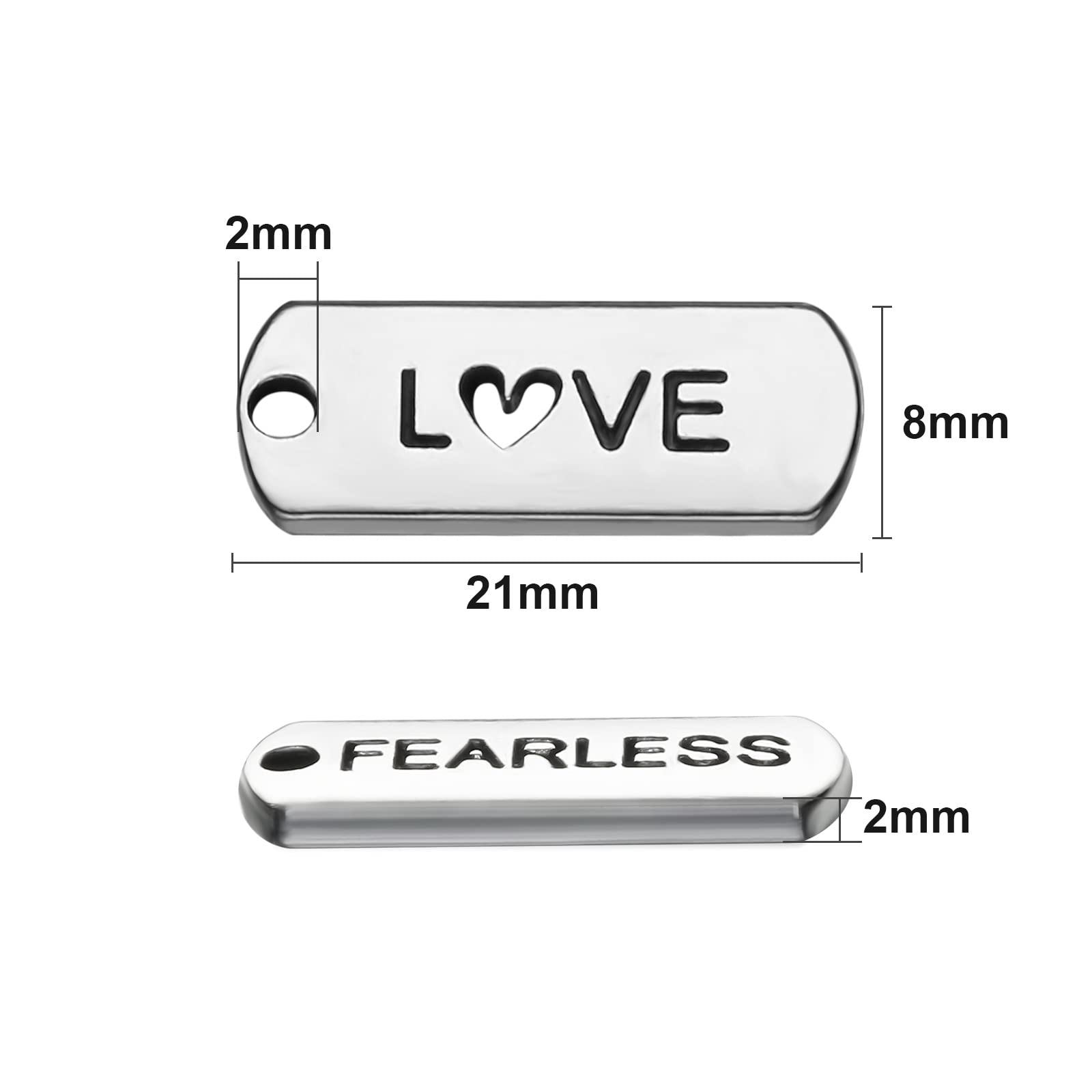80 Pieces Word Charms Pendants Engraved Motivational Jewelry Making Accessories for DIY Necklaces, Bracelets, Key Chains(Silver)