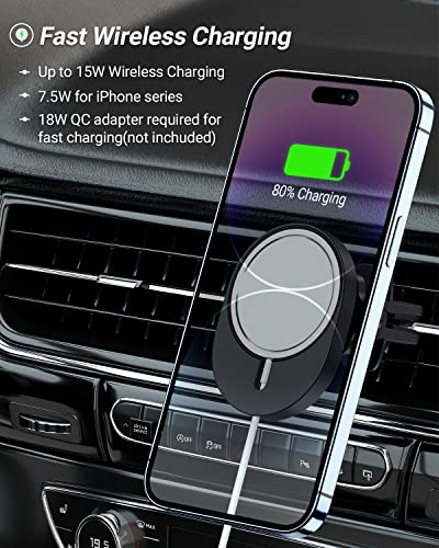 KALAPOP for MagSafe Car Charger Mount,Magnetic Car Wireless Charger Compatible with iPhone 14/14 Plus/14 Pro/14 Pro Max and iPhone 13/12 Series -Black