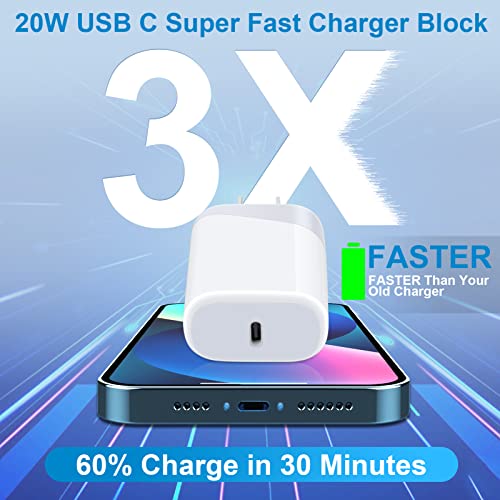 20W USB C Fast Charger Type C Charging Block for Google Pixel 7 7pro 6 6pro 6a, iPhone 14 Plus/Pro/Pro Max 13 12 11 SE, Galaxy S23 S22 S21 FE Ultra A14, Wall Plug Charger Box Brick Cube Power Adapter