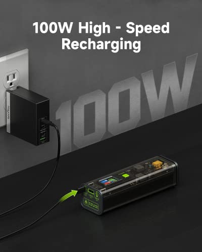 Haycide Portable Phone Charger for iPhone 14/13, 20000mAh Laptop Power Bank with 155W Output,3 Port USB C See-Through Battery Bank with IPS Digital Display for MacBook,iPad,iPhone,Samsung,Dell etc