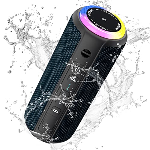Ortizan Bluetooth Speakers, 40W Wireless Speaker with Bluetooth 5.0, IPX7 Waterproof Outdoor Speaker, 30H Playtime, Rich Bass, LED Lights, Stereo Pairing, Portable Speaker for Beach, Pool, Party