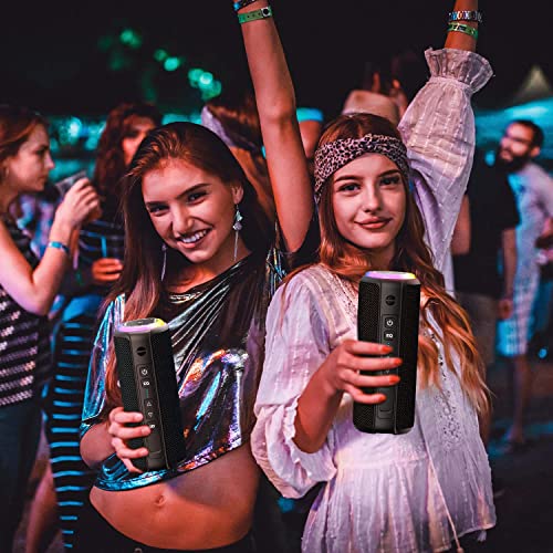 Ortizan Bluetooth Speakers, 40W Wireless Speaker with Bluetooth 5.0, IPX7 Waterproof Outdoor Speaker, 30H Playtime, Rich Bass, LED Lights, Stereo Pairing, Portable Speaker for Beach, Pool, Party