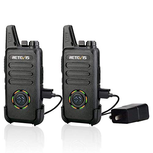 Retevis RT22S Walkie-Talkies Rechargeable,Small Walkie Talkies for Adults,VOX Alarm Channel Signal Display,Compact Two Way Radios for Family Community Gift Skiing(2 Pack)