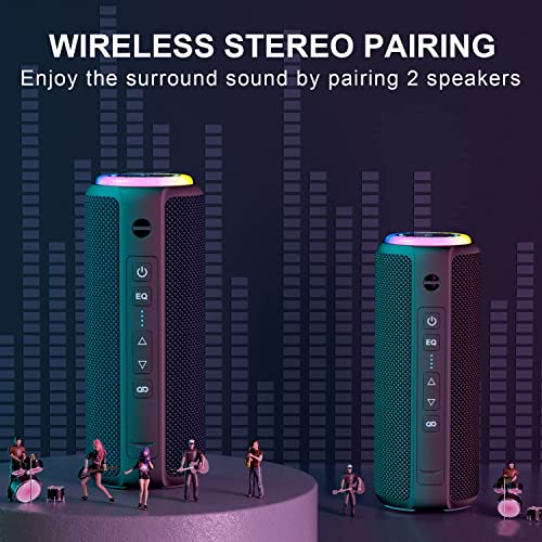 Ortizan Bluetooth Speakers, 40W Wireless Speaker with Bluetooth 5.0, IPX7 Waterproof Outdoor Speaker, 30H Playtime, Rich Bass, LED Lights, Stereo Pairing, Portable Speaker for Beach, Pool, Party