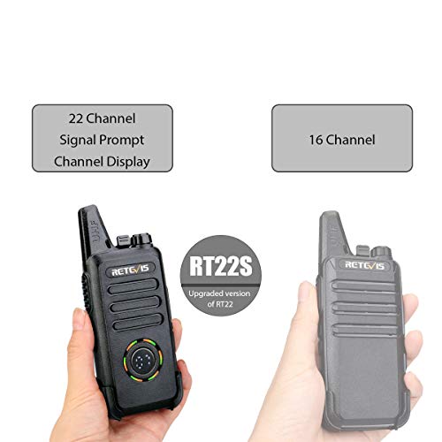 Retevis RT22S Walkie-Talkies Rechargeable,Small Walkie Talkies for Adults,VOX Alarm Channel Signal Display,Compact Two Way Radios for Family Community Gift Skiing(2 Pack)