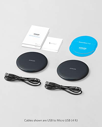 Anker 10W Max, 2 Pack 313 Wireless Charger (Pad), Qi-Certified Wireless Charging 7.5W for iPhone 14/14 Pro/14 Pro Max/13/13 Pro Max, Galaxy S10 S9 S8, S9 Plus (No AC Adapter)