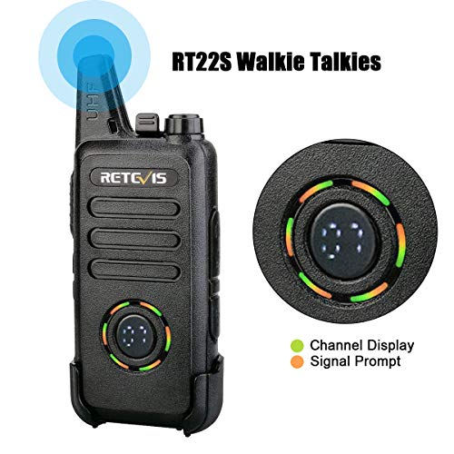 Retevis RT22S Walkie-Talkies Rechargeable,Small Walkie Talkies for Adults,VOX Alarm Channel Signal Display,Compact Two Way Radios for Family Community Gift Skiing(2 Pack)