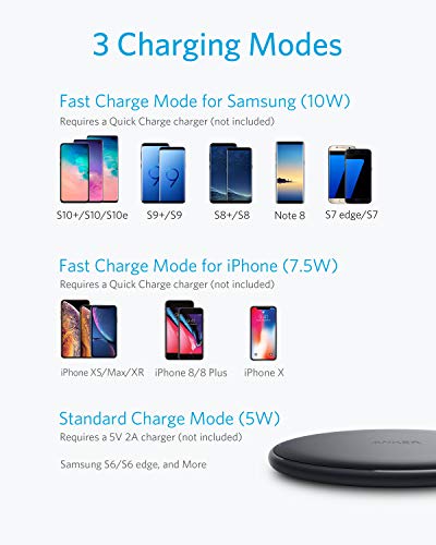 Anker 10W Max, 2 Pack 313 Wireless Charger (Pad), Qi-Certified Wireless Charging 7.5W for iPhone 14/14 Pro/14 Pro Max/13/13 Pro Max, Galaxy S10 S9 S8, S9 Plus (No AC Adapter)