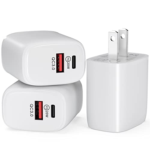 USB C Wall Charger Blocks - 20W Type C iPhone Charger Fast Charging Cube Power Adapter USBC Plug Compatible with iPhone 14/14 Plus/14 Pro Max 13 12 11 SE XS XR X,iPad, AirPods,Watch Series 8 Box Brick