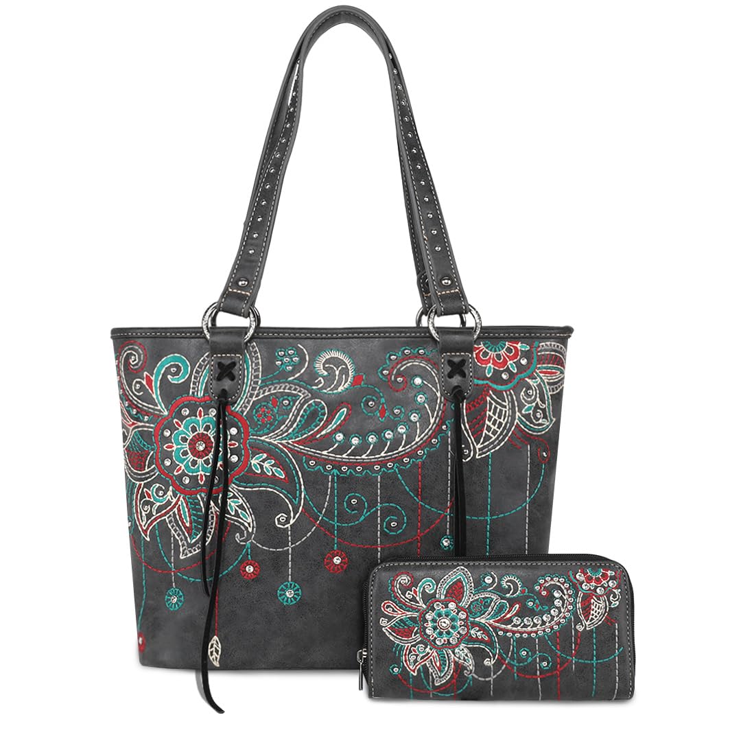 Montana West Leather Tote Bag Western Style Shoulder Bag Handbag and Purse for Women ABZ-G016WBK