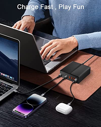 USB C Charger,195W 8-Port USB C Charging Station, 65W Type C Fast Charging Laptop GaN Power Adapter Compatible with MacBook Pro/Air, iPad Pro,iPhone 14 13 12 Pro Max,Galaxy,Steam Deck,ect