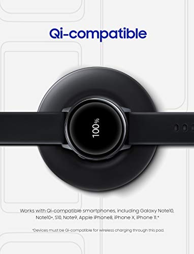 Samsung Qi Certified Fast Charge Wireless Charger Pad (2019 Edition) with Cooling Fan for Galaxy Phones, Watches and Apple Iphone Devices - US Version , Black
