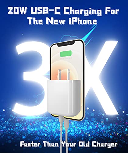 USB C Wall Charger Blocks - 20W Type C iPhone Charger Fast Charging Cube Power Adapter USBC Plug Compatible with iPhone 14/14 Plus/14 Pro Max 13 12 11 SE XS XR X,iPad, AirPods,Watch Series 8 Box Brick