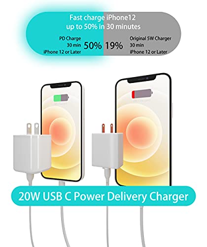 USB C Wall Charger Blocks - 20W Type C iPhone Charger Fast Charging Cube Power Adapter USBC Plug Compatible with iPhone 14/14 Plus/14 Pro Max 13 12 11 SE XS XR X,iPad, AirPods,Watch Series 8 Box Brick