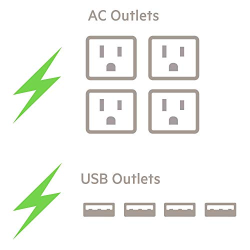 Belkin Power Strip Surge Protector - 4 Multiple Outlets & 4 USB Charger Ports, Cube Outlet Extender for MacBook, iPhone 11/12 Pro Max, Galaxy S20+/Note 20 Ultra, Home, Office, Travel & Desktop - Black