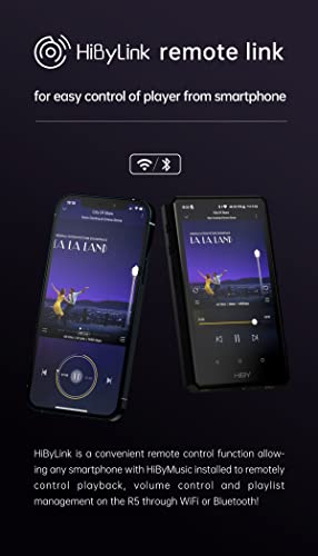 HiBy R5 Gen 2 Hi Res Audio Player Android Mp3 Mp4 Player with Class A Headphone Amplifier High Impedance Low Heat Generation Black