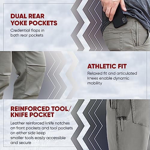 Vertx Delta 2.1 Mens Stretch Pants Straight Leg with Pockets Lightweight Cotton Casual Workwear Pants for Men, Desert Tan, 36W x 34L
