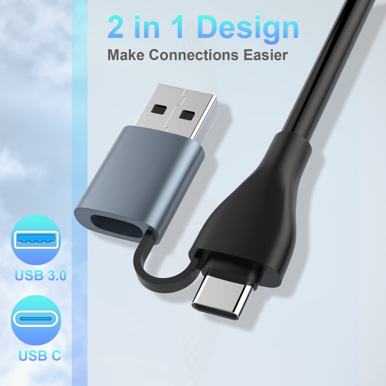 USB C USB3.0 Multi Card Reader Hub, SD/XD/TF/CF/MS Card Slot with 3 USB3.0, 8 in 2 Memory Card Reader/Adapter/Hub for SD SDXC SDHC CF CFI XD MS TF Micro SD Micro SDXC SDHC MS MMC UHS-I USB Stick Mouse