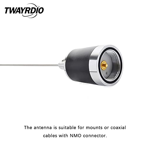 TWAYRDIO NMO Dual Band Antenna, 144MHz VHF and 430MHz UHF Two Way Antenna for Motorola Kenwood Icom Vertex Blackbox HYT Hytera Mobile Radios, Requires NMO Mount