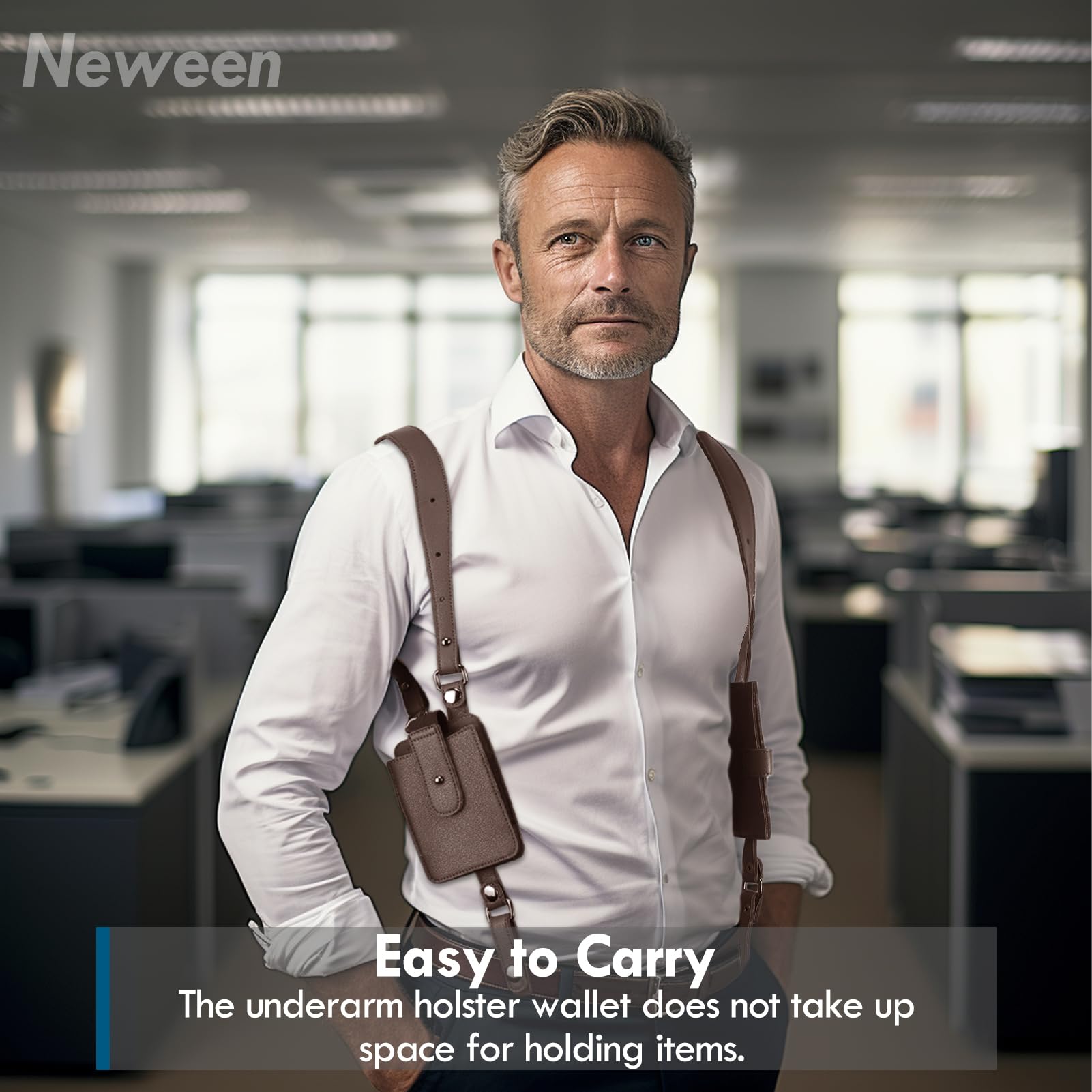 Neween Anti-Theft Hidden Underarm Strap Wallet Pocket Holster Phone Shoulder Holster Bag Leisure Double Shoulder Pouch (Coffee)