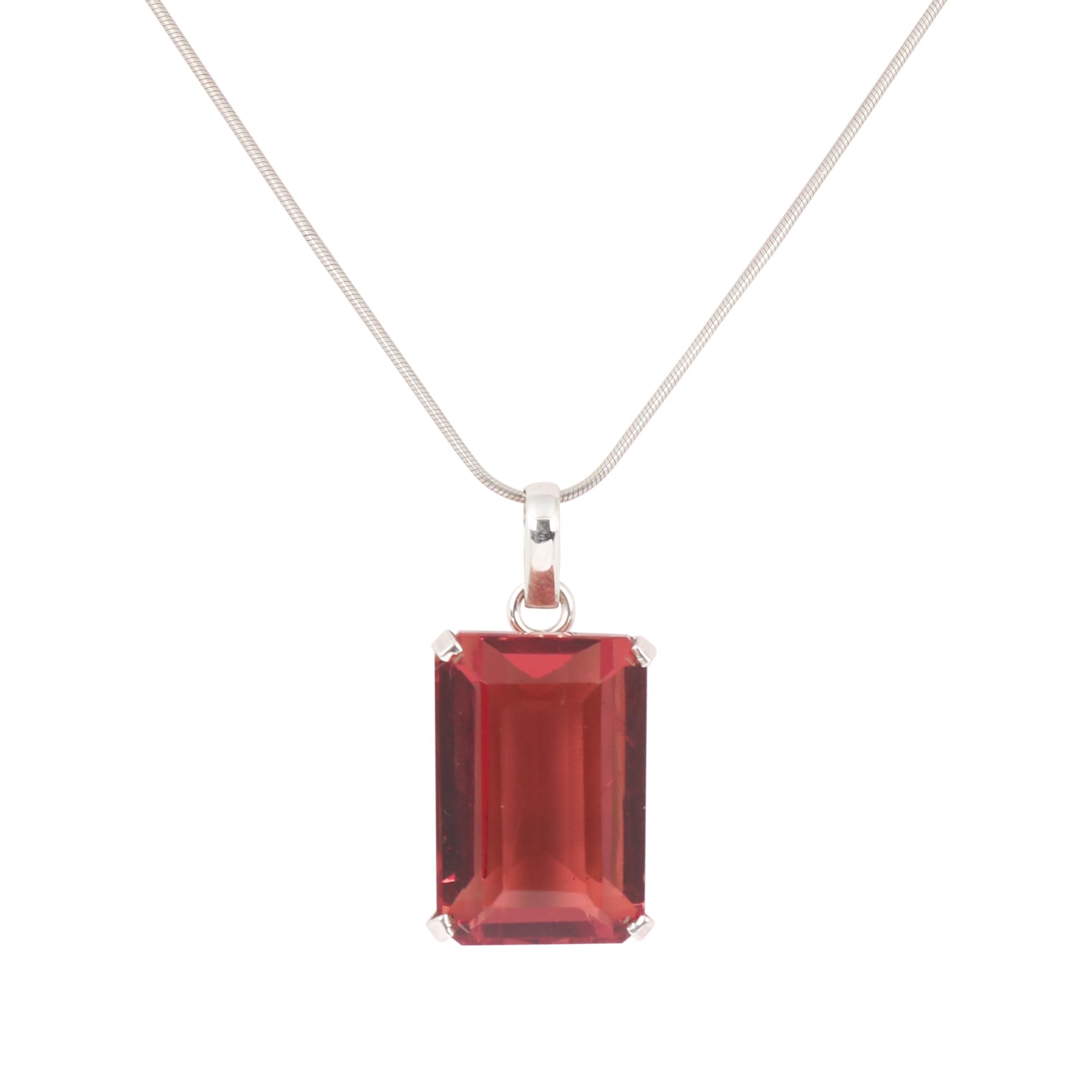 GEMHUB 925 Sterling Silver Emerald Cut Alexandrite Pendant, 120.00 Ct. Loose Gemstone Healing Crystal Pendant For Mother Day Gift Idea