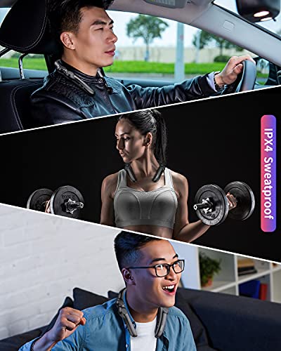 Portable Bluetooth Speakers, BBH-929s Pro Neckband Bluetooth Speakers with Built-in TF Memory Card, Wireless Wearable Speaker CVC 8.0 Noise Cancelling 3D Sound Personal Sport Speaker with Mic(Black)