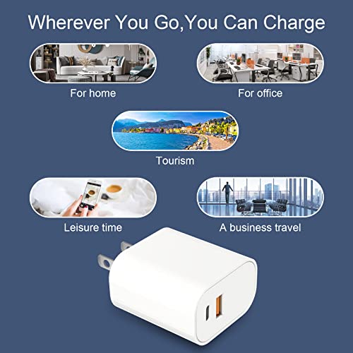 [Apple MFi Certified] iPhone Fast Charger,2Pack 20W Dual Port PD3.0 USB-C + USB-A Power Delivery Wall Charger Block Plug for iPhone 14/13/13Pro Max/12 Mini/12 Pro Max/11/XS/XR/X/8,iPad,AirPods Pro Max