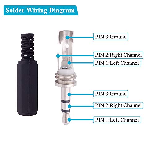Fancasee 4 Pack 3.5mm Replacement Repair Plug Jack TRS 3 Pole Stereo Male Plug 1/8" 3.5mm Solder Type DIY Audio Cable Connector for Headphone Headset Earphone Cable Repair