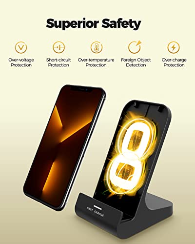 Wireless Charger YW YUWISS Wireless Phone Charger Stand 10W Max Compatible with Apple iPhone 14 13 12/12 Pro Max/ 11Pro/11Pro Max/XR/XS Max/XS/X/8/8Plus, Samsung Galaxy (Dark)