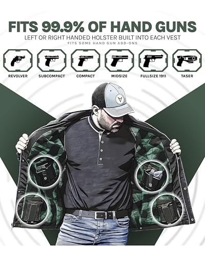 Venado Concealed Carry Vest for Men - Built-in Left and Right Handed Holster (Black, Small)
