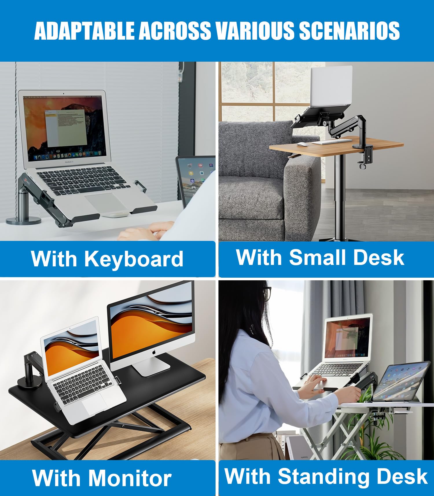 MPK Laptop arm Mount for Desk, Single Gas Spring Laptop Arm Desk Stand/Holder,Extra Laptop Tray Fits 12-17" Laptops/Notebook