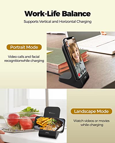 Wireless Charger YW YUWISS Wireless Phone Charger Stand 10W Max Compatible with Apple iPhone 14 13 12/12 Pro Max/ 11Pro/11Pro Max/XR/XS Max/XS/X/8/8Plus, Samsung Galaxy (Dark)