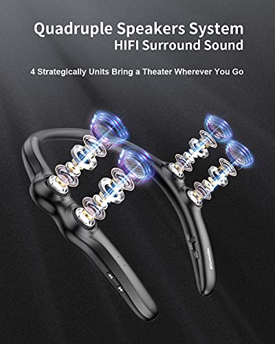 Portable Bluetooth Speakers, BBH-929s Pro Neckband Bluetooth Speakers with Built-in TF Memory Card, Wireless Wearable Speaker CVC 8.0 Noise Cancelling 3D Sound Personal Sport Speaker with Mic(Black)