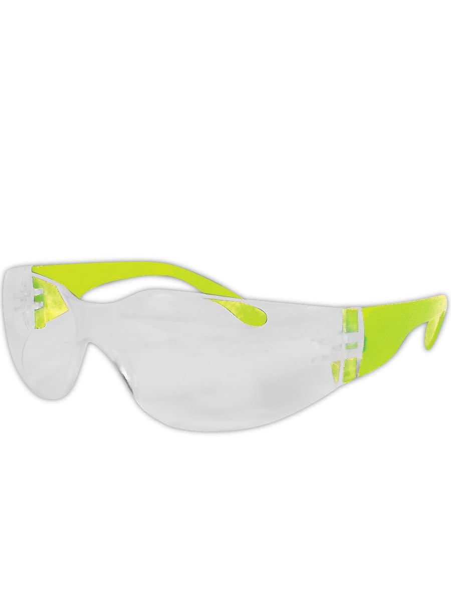 MAGID Y10 Gemstone Myst Colored Temple Protective Eyewear with High viz Green with Clear Lens (6 Pair), Model Number: Y10621C-6