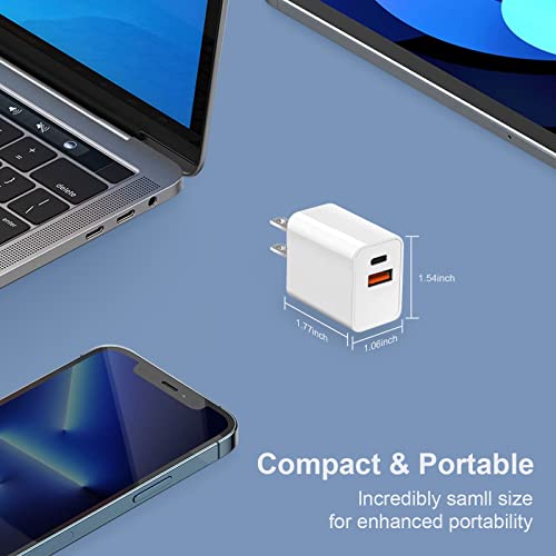 [Apple MFi Certified] iPhone Fast Charger,2Pack 20W Dual Port PD3.0 USB-C + USB-A Power Delivery Wall Charger Block Plug for iPhone 14/13/13Pro Max/12 Mini/12 Pro Max/11/XS/XR/X/8,iPad,AirPods Pro Max