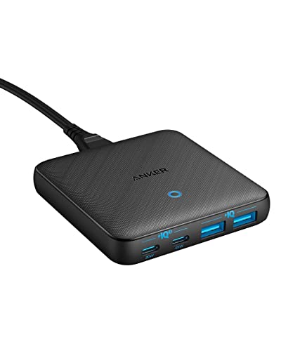 Anker 63W 4 Port PIQ 3.0 & GaN Fast Charger Adapter, PowerPort Atom III Slim Wall Charger with Dual USB C Ports (45W Max), for MacBook, Laptops, iPad Pro, iPhone, and More