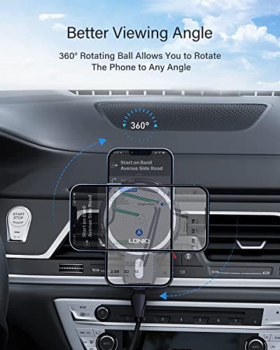 Compatible for MagSafe Car Charger, LDNIO Strong Magnet Magnetic Wireless Car Charger, Hands Free Car Phone Holder [with PD3.0 Adapter] Fit for iPhone 14 13 12 Series and Mag-Safe Case