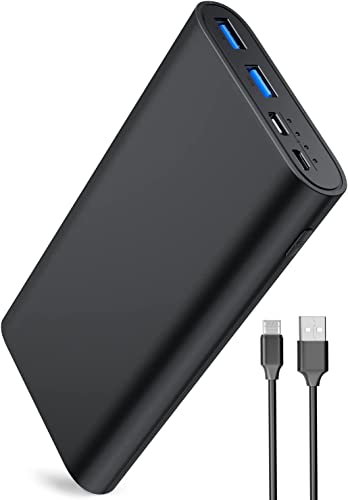 OHZHAO Portable Charger Power Bank 26800mAh, (Upgrade Large Capacity Battery) with Dual Input Ports Support Dual Fast Charging, 2 USB Ports for iPhone, iPad, AirPods, Samsung,Android and More,Black