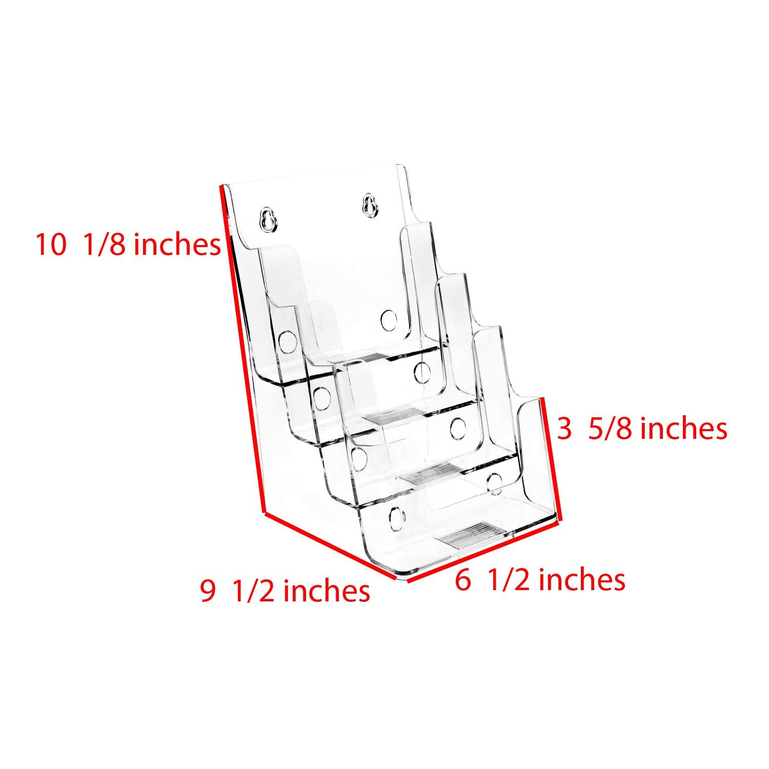 Dazzling Displays Clear Acrylic 4-Tier Brochure Holder for 6"W x 9"H - Half-Page Material (1)