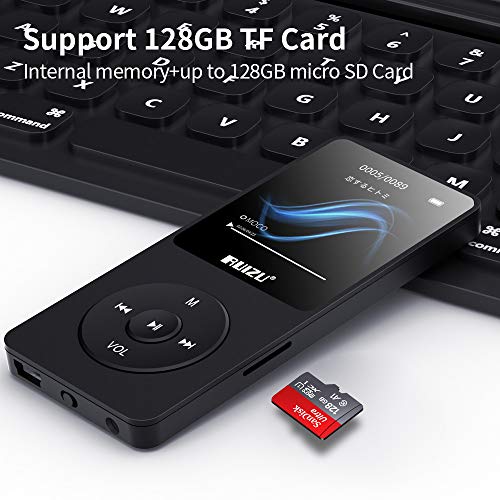 MP3 Player with Bluetooth 5.0, RUIZU 8GB Music Player for Kids, Digital Audio Players, MP3 Player with FM Radio, Voice Recorder, Video Play, E-Book, 80 Hours Playback, Expandable Up to 128GB, Black