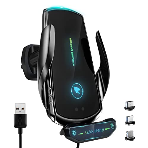 Wireless Car Charger for All Smartphones, 15W QI Fast Charging,Auto-Clamping Car Wireless Charger Air Vent Car Phone Mount (Black)