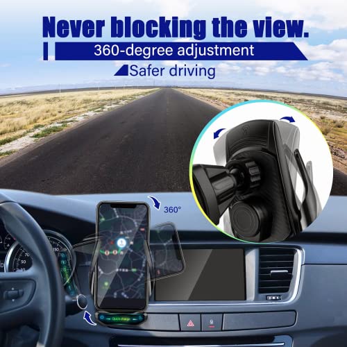 Wireless Car Charger for All Smartphones, 15W QI Fast Charging,Auto-Clamping Car Wireless Charger Air Vent Car Phone Mount (Black)